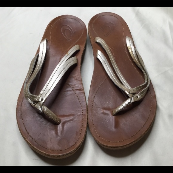 OluKai | Shoes | Olukai Ui Gold Metallic Flip Flop Sandals | Poshmark